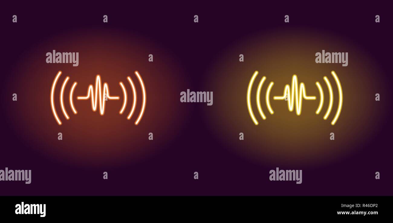 Neon sound wave, glowing sign. Vector illustration of Voice sound ...