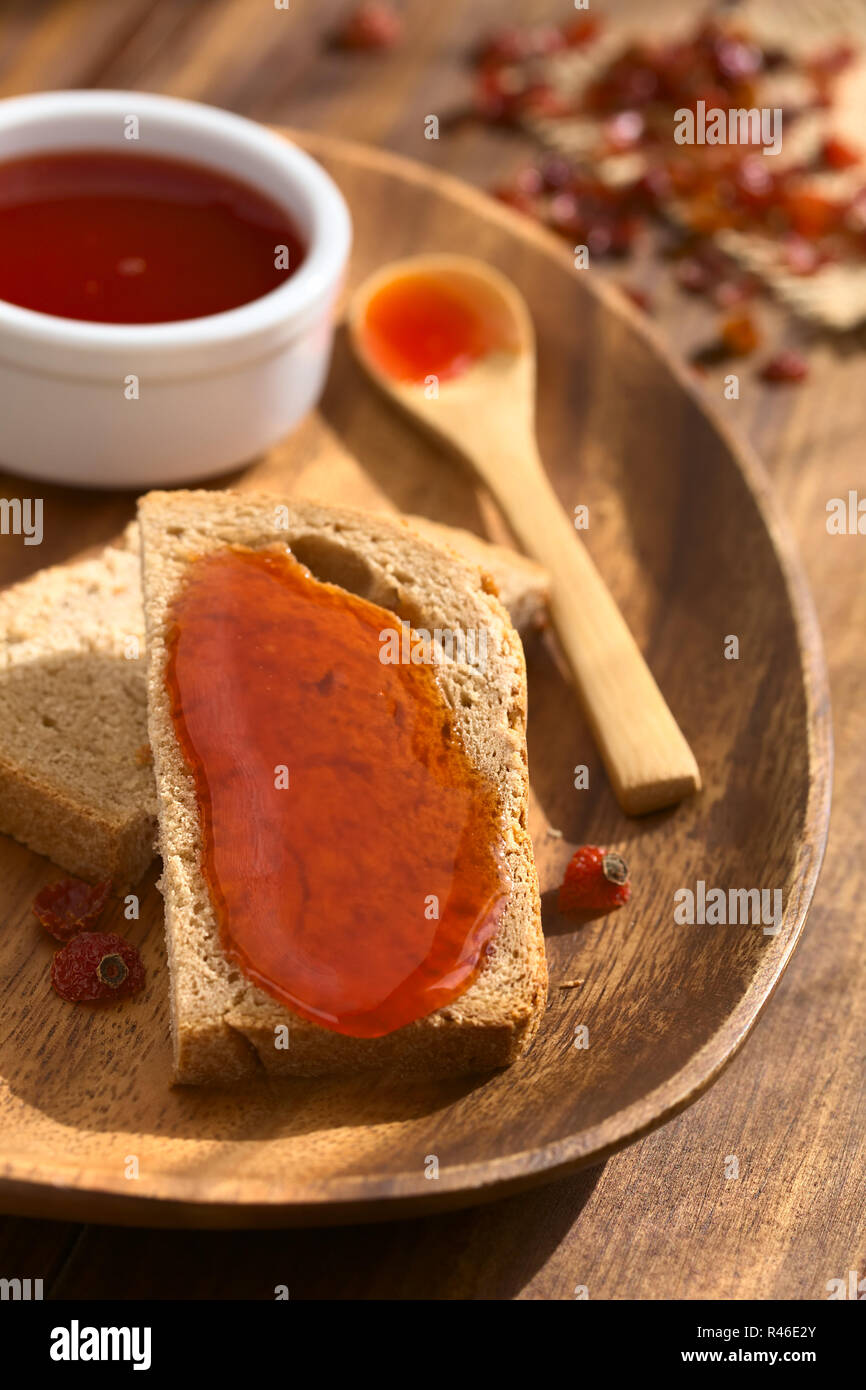 Rose Hip Jam on Bread Stock Photo - Alamy