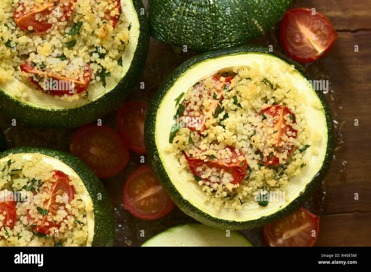 Baked Stuffed Round Zucchini Stock Photo - Alamy