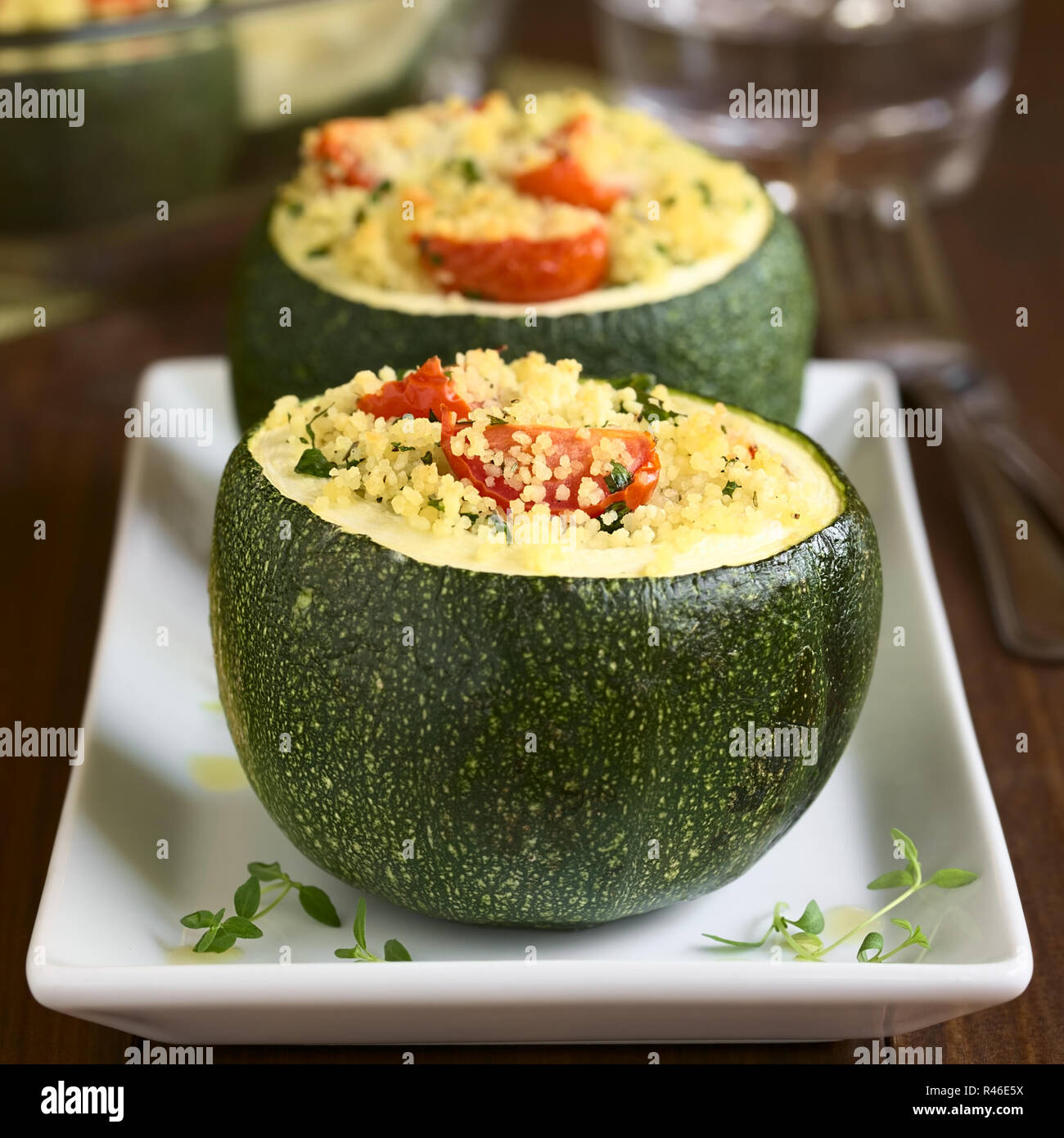 Baked Stuffed Round Zucchini Stock Photo - Alamy