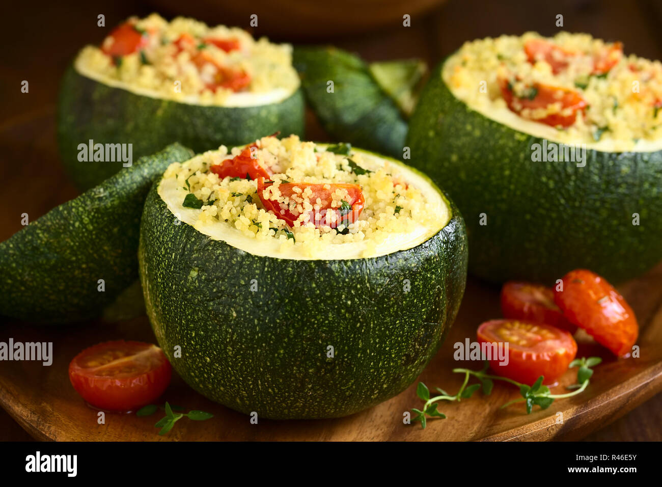 Baked Stuffed Round Zucchini Stock Photo - Alamy