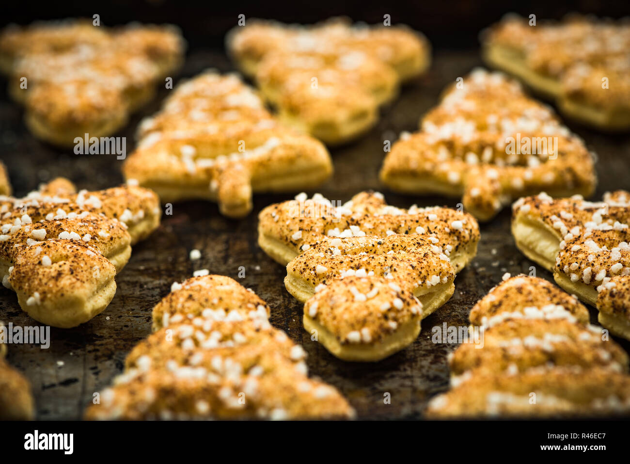 Christmas tree shaped festive cookies Stock Photo - Alamy