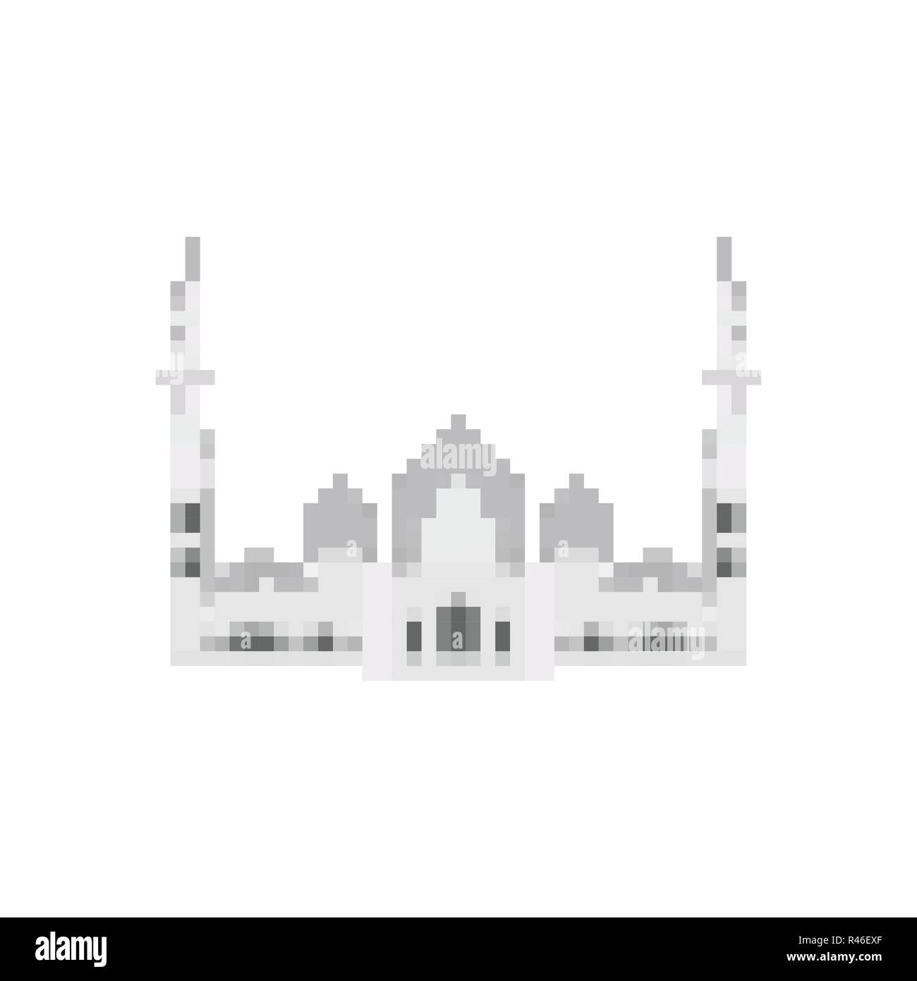 Taj Mahal pixel art. Agra landmark 8 bit. India showplace Pixelate ...