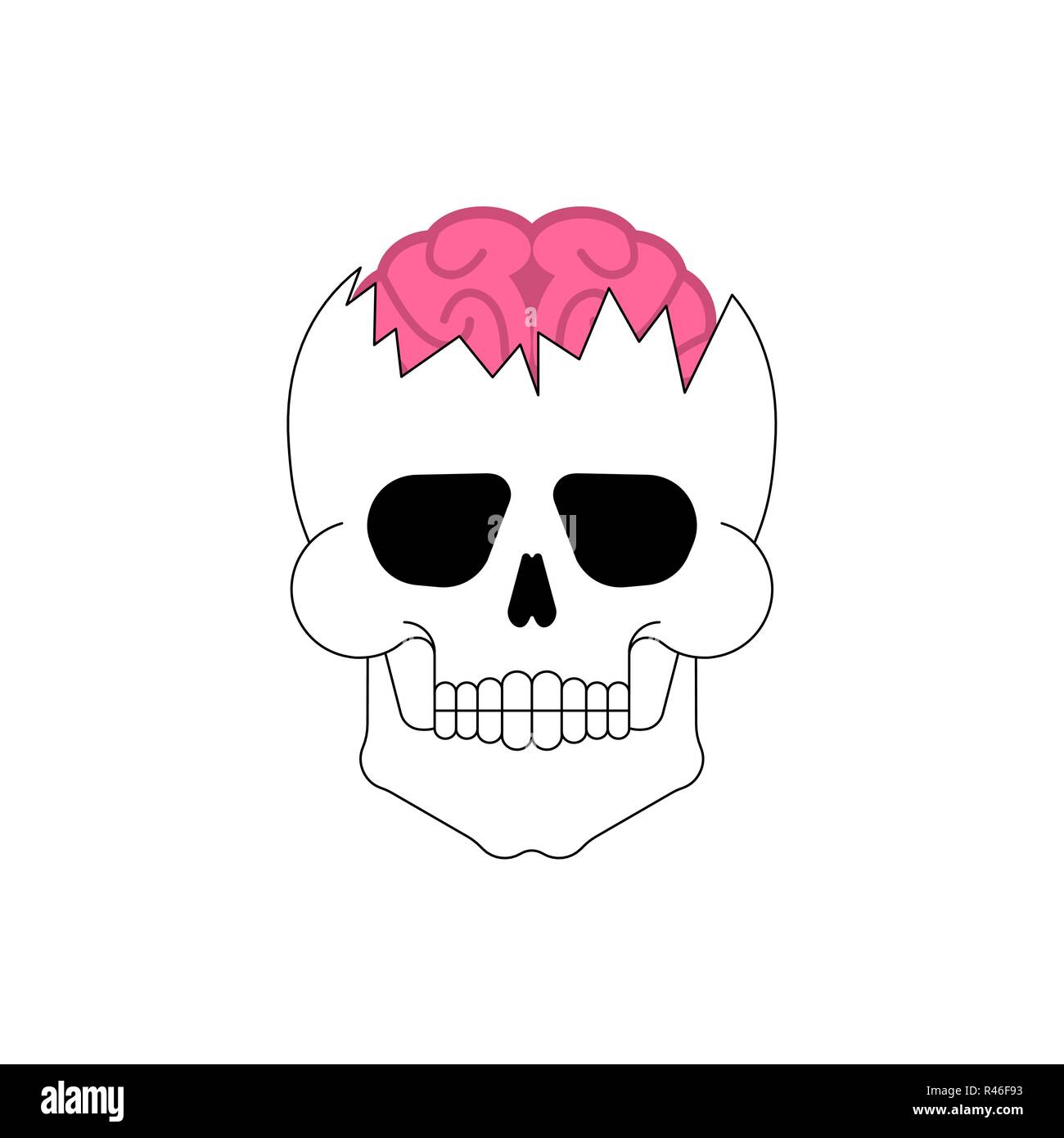 Brain in skull. Broken skeleton head. Vector Stock Vector Image & Art ...