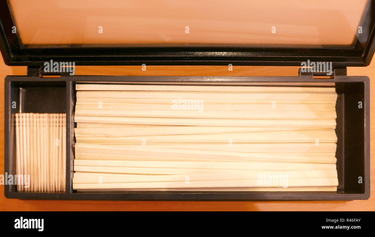 The box of toothpicks and chopsticks Stock Photo - Alamy