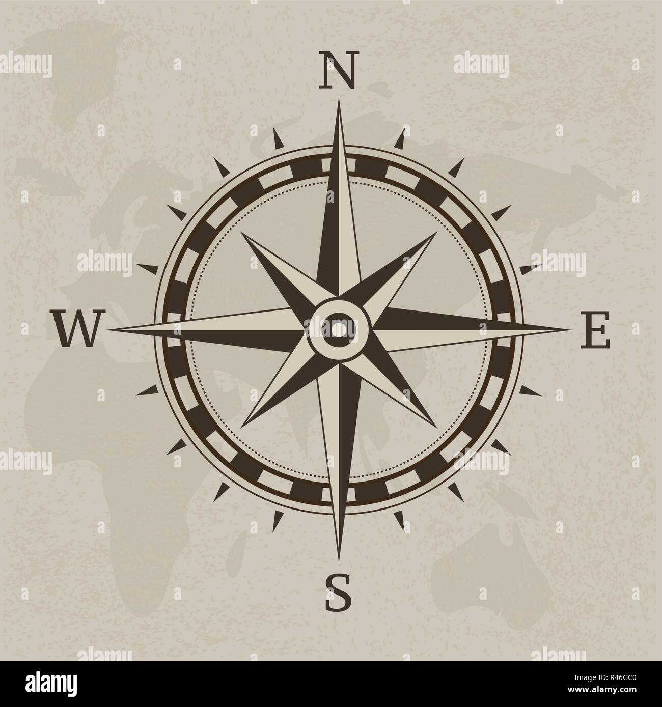 Ancient compass on vintage paper background Stock Vector Image & Art ...