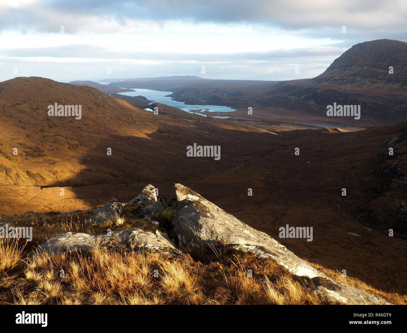 Ben Hope, Loch Hope from Feinne-bheinn mhor, northern Scotland Stock ...