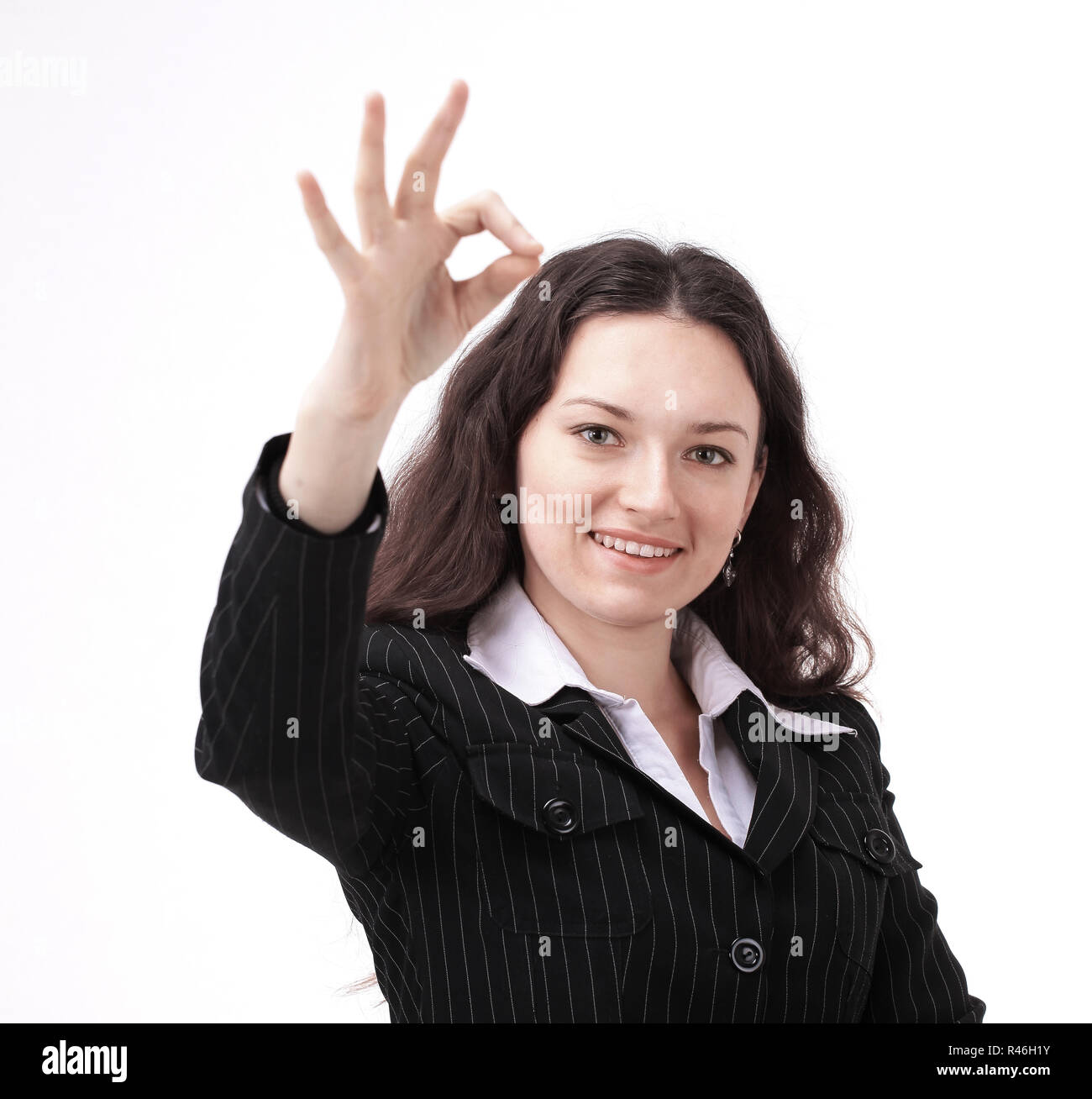 modern young business woman showing OK sign Stock Photo - Alamy