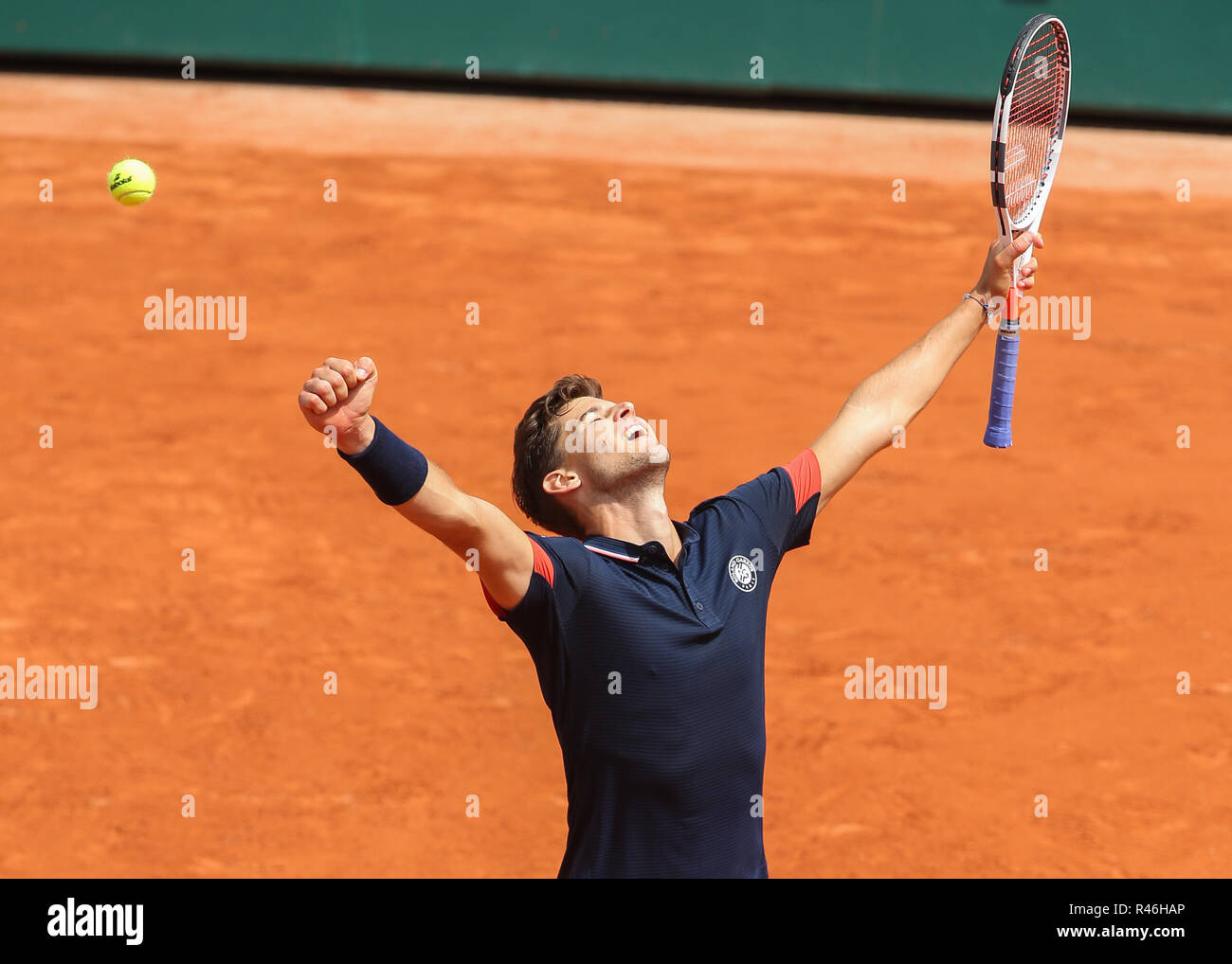 Austrian tennis player Dominic Thiem celebrating during French Open ...
