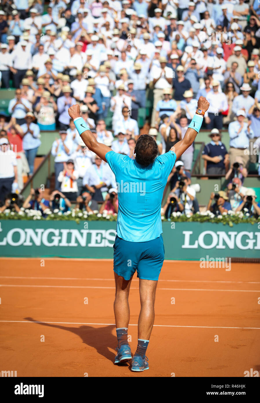 Spanish tennis player Rafael Nadal celebrating victory at the French ...