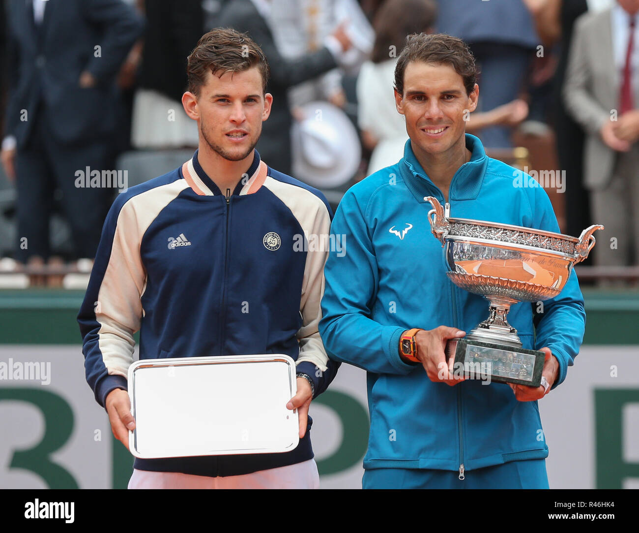 Spanish tennis player Rafael Nadal and Austrian tennis player Dominic ...
