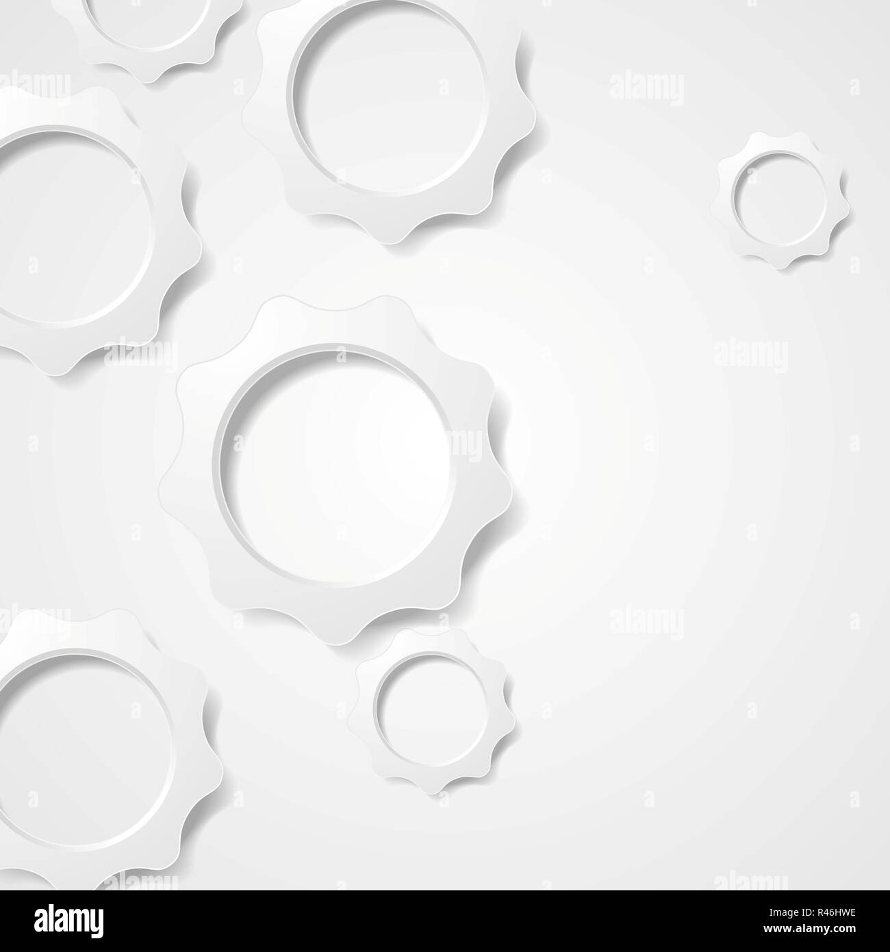 Grey paper gears hi-tech background Stock Photo - Alamy