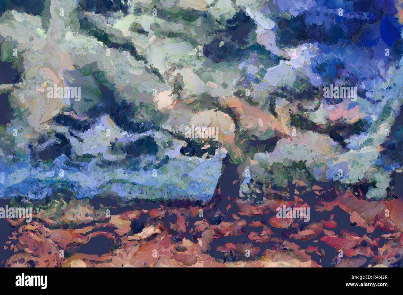 Abstract oil painting. Old tree Stock Photo - Alamy
