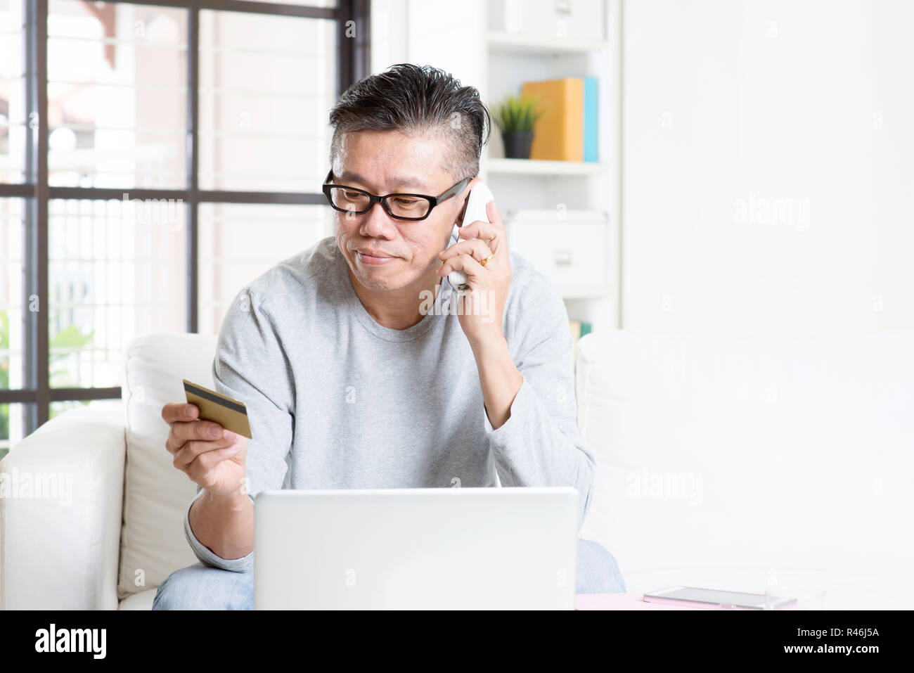 Making order by phone Stock Photo - Alamy
