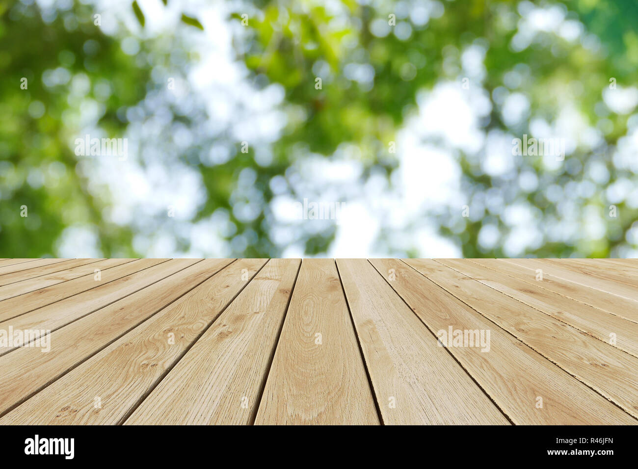 Perspective wood and bokeh light background Stock Photo - Alamy
