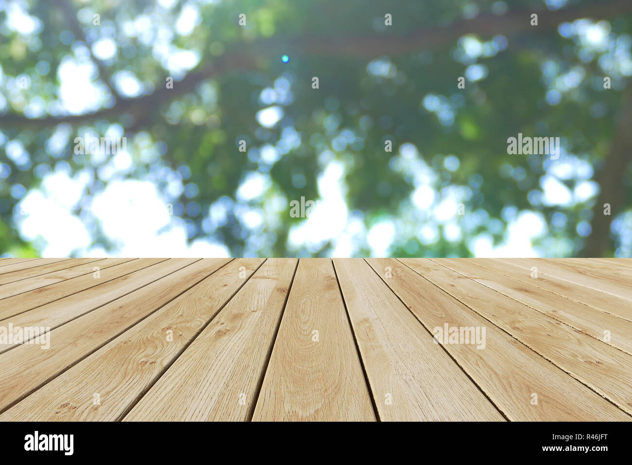 Perspective wood and bokeh light background Stock Photo - Alamy