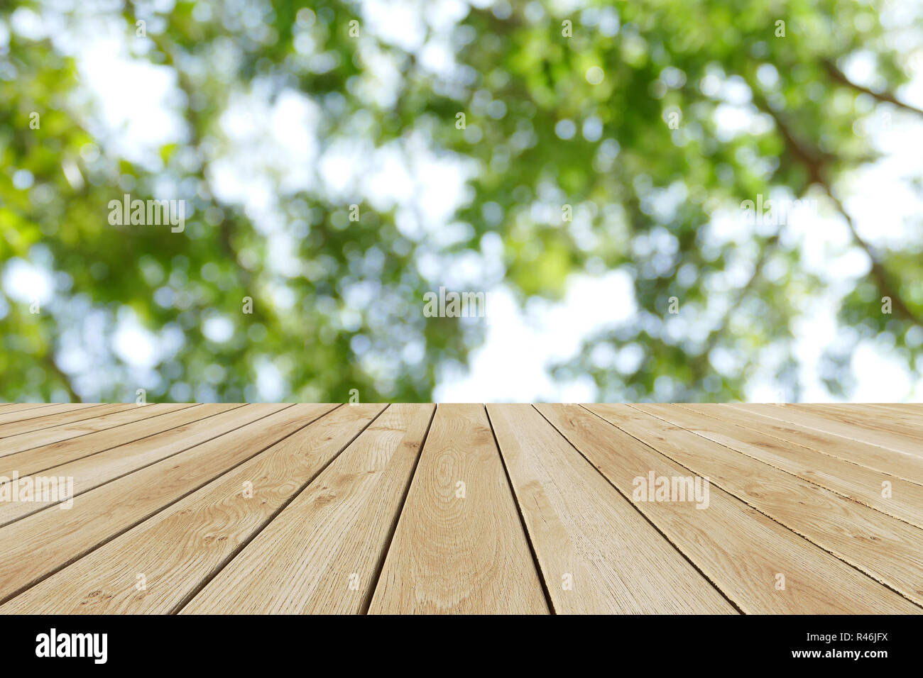 Perspective wood and bokeh light background Stock Photo - Alamy