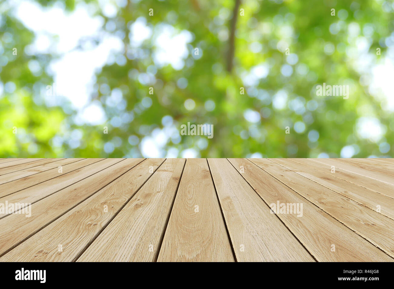 Perspective wood and bokeh light background Stock Photo - Alamy