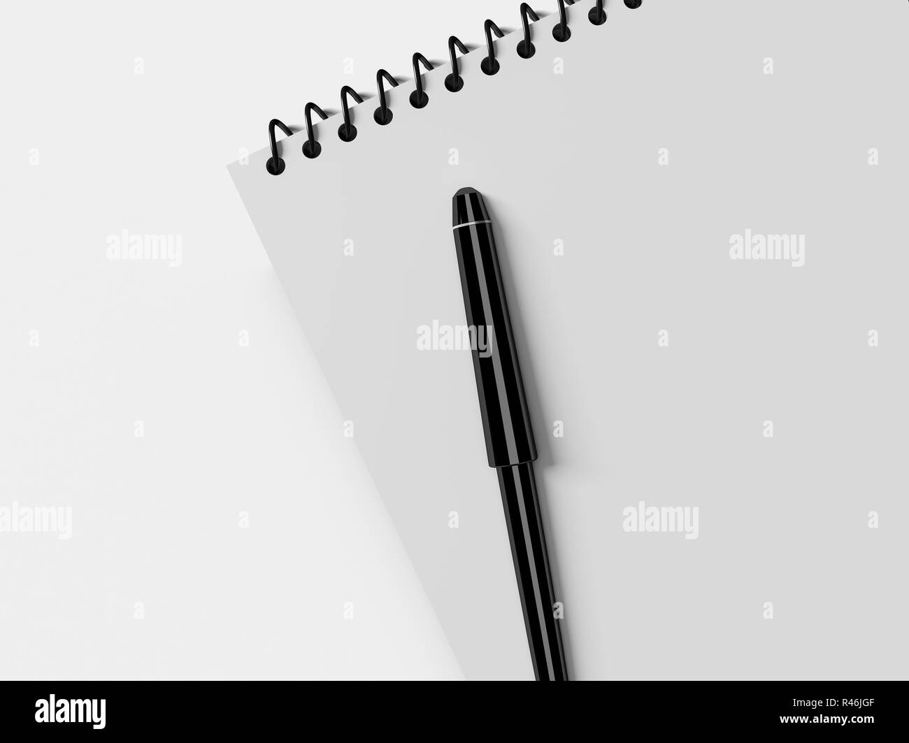 Blank note paper with pen. isolated on white Stock Photo - Alamy