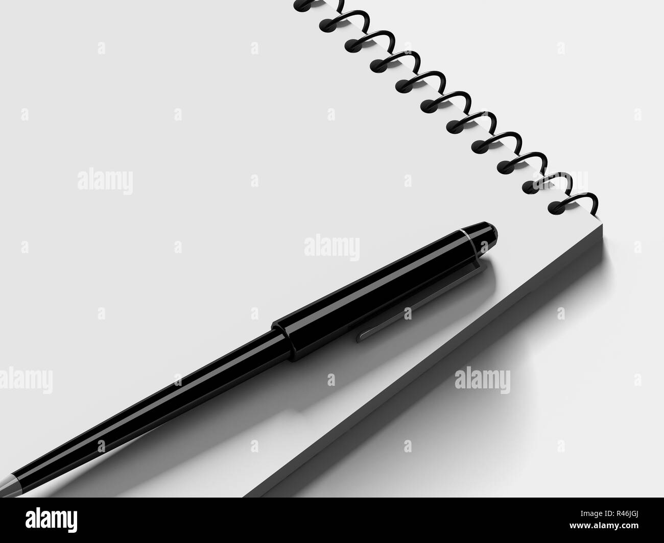 Blank note paper with pen. isolated on white Stock Photo - Alamy