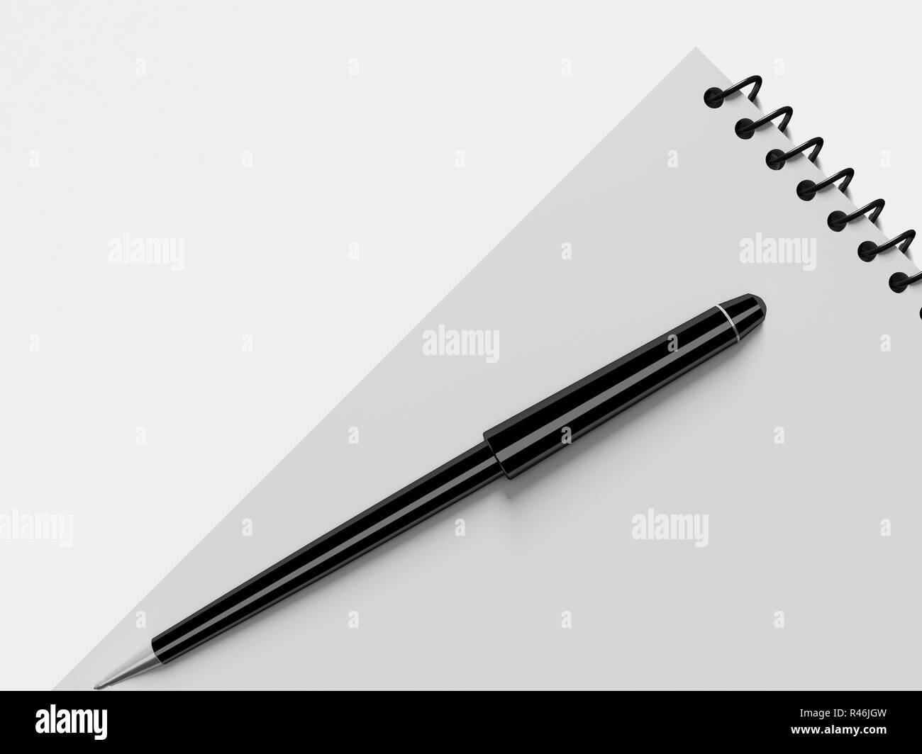 Blank note paper with pen. isolated on white Stock Photo - Alamy