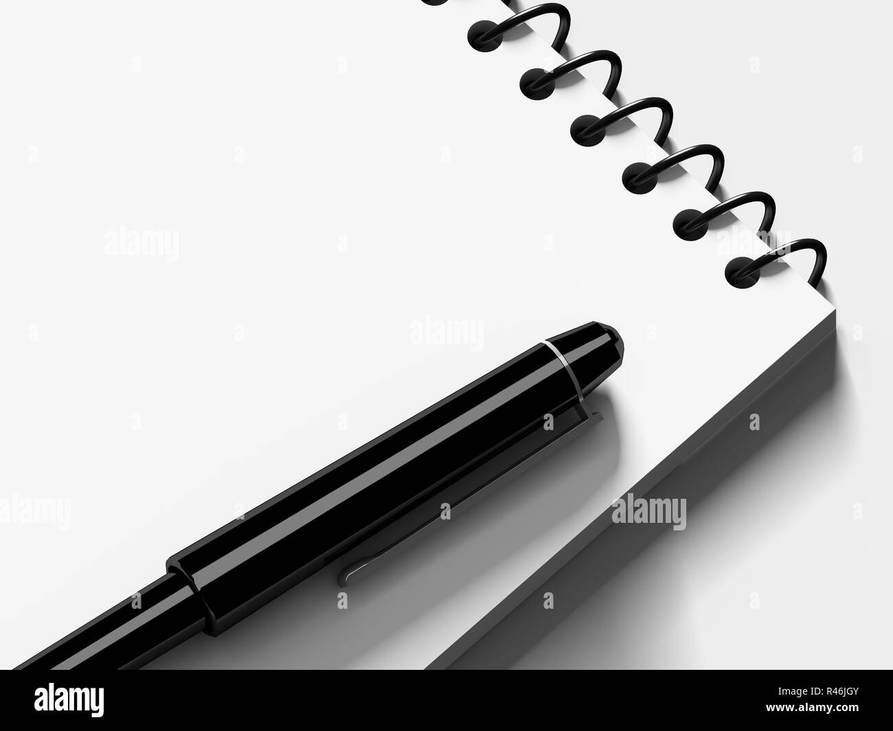 Blank note paper with pen. isolated on white Stock Photo - Alamy