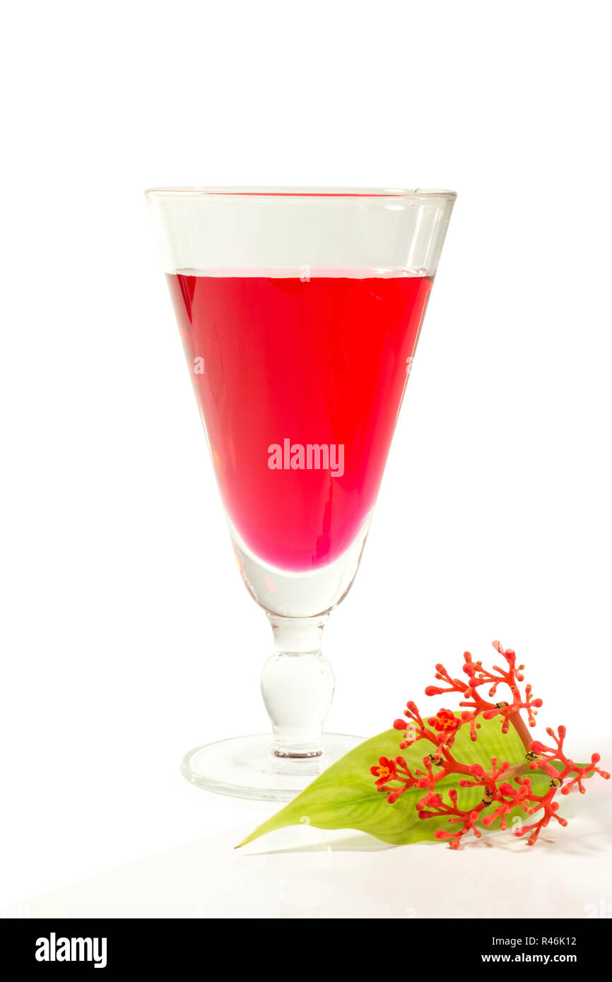 Red syrup for cocktails Stock Photo - Alamy