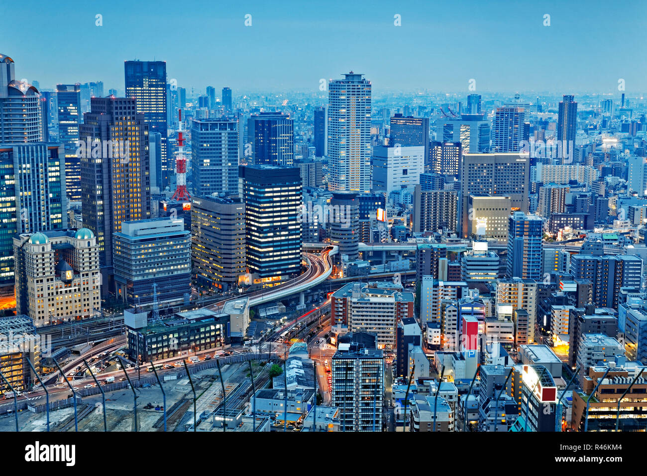Osaka city night Stock Photo - Alamy