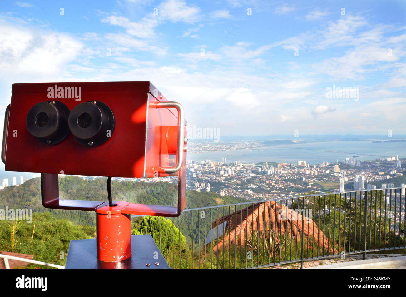 Colorful telescope viewer at Penang Hills Stock Photo - Alamy