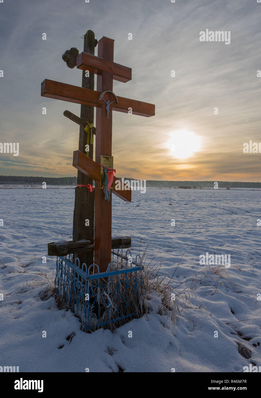 orthodox church crosses in sunset Stock Photo - Alamy