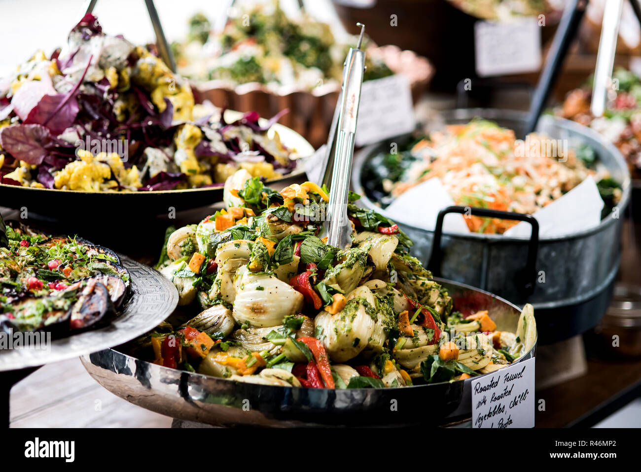 Buffet of assorted fresh salads Stock Photo - Alamy