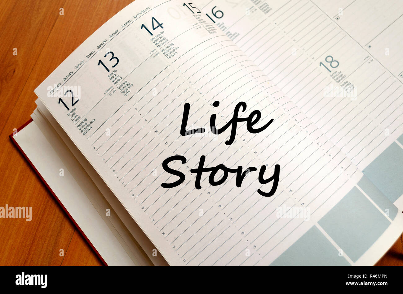 Life story write on notebook Stock Photo - Alamy