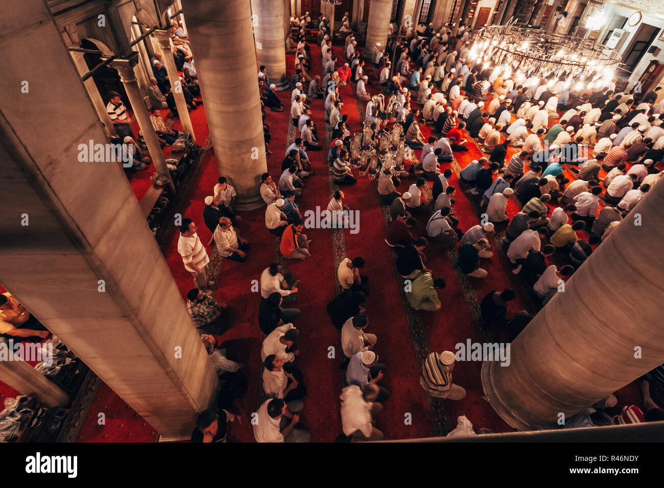ISTANBUL, TURKEY - SEP 2, 2008: Praying in Eyup Mosque which is an ...