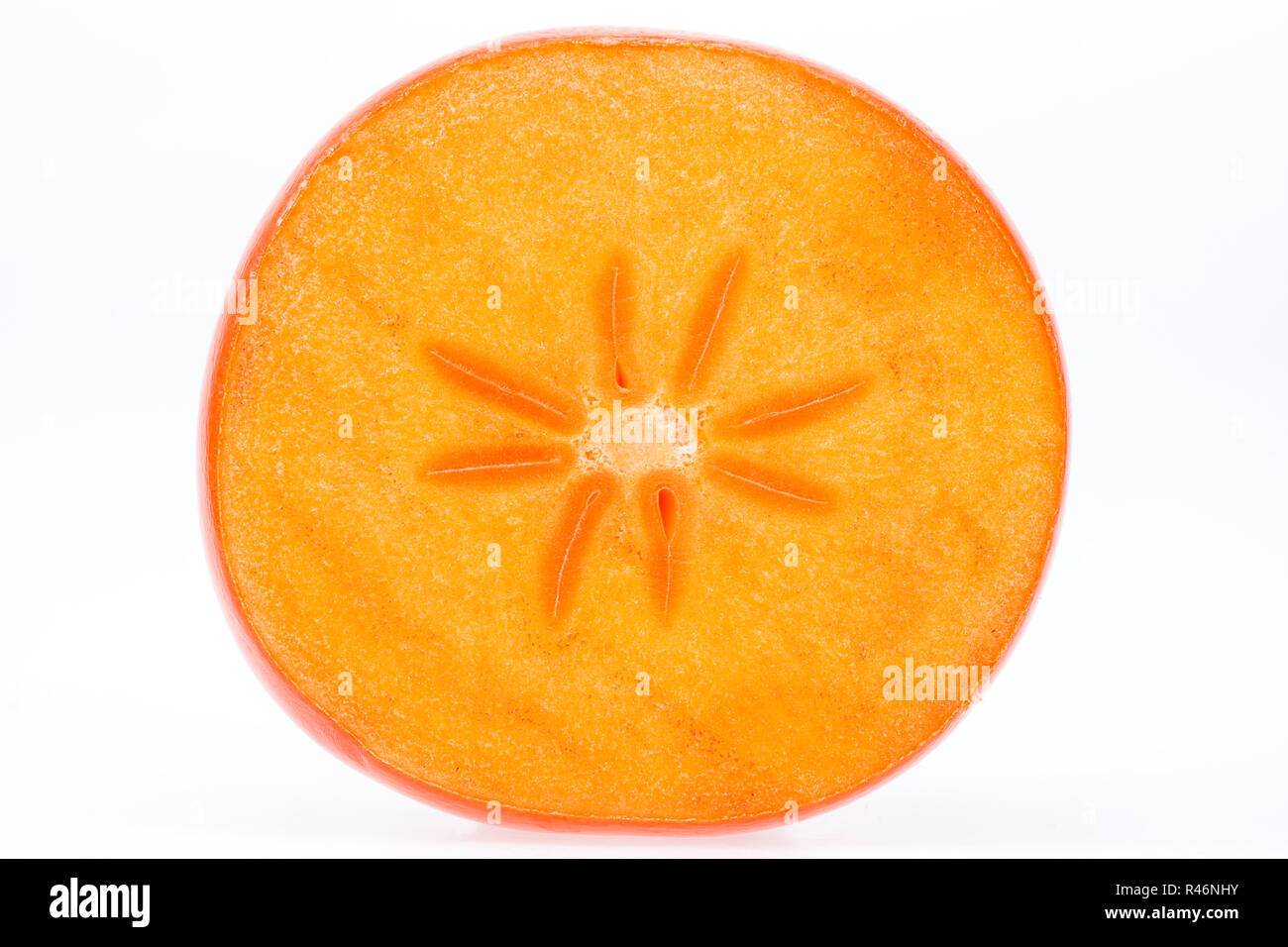 single slice of kaki isolated on white background Stock Photo - Alamy