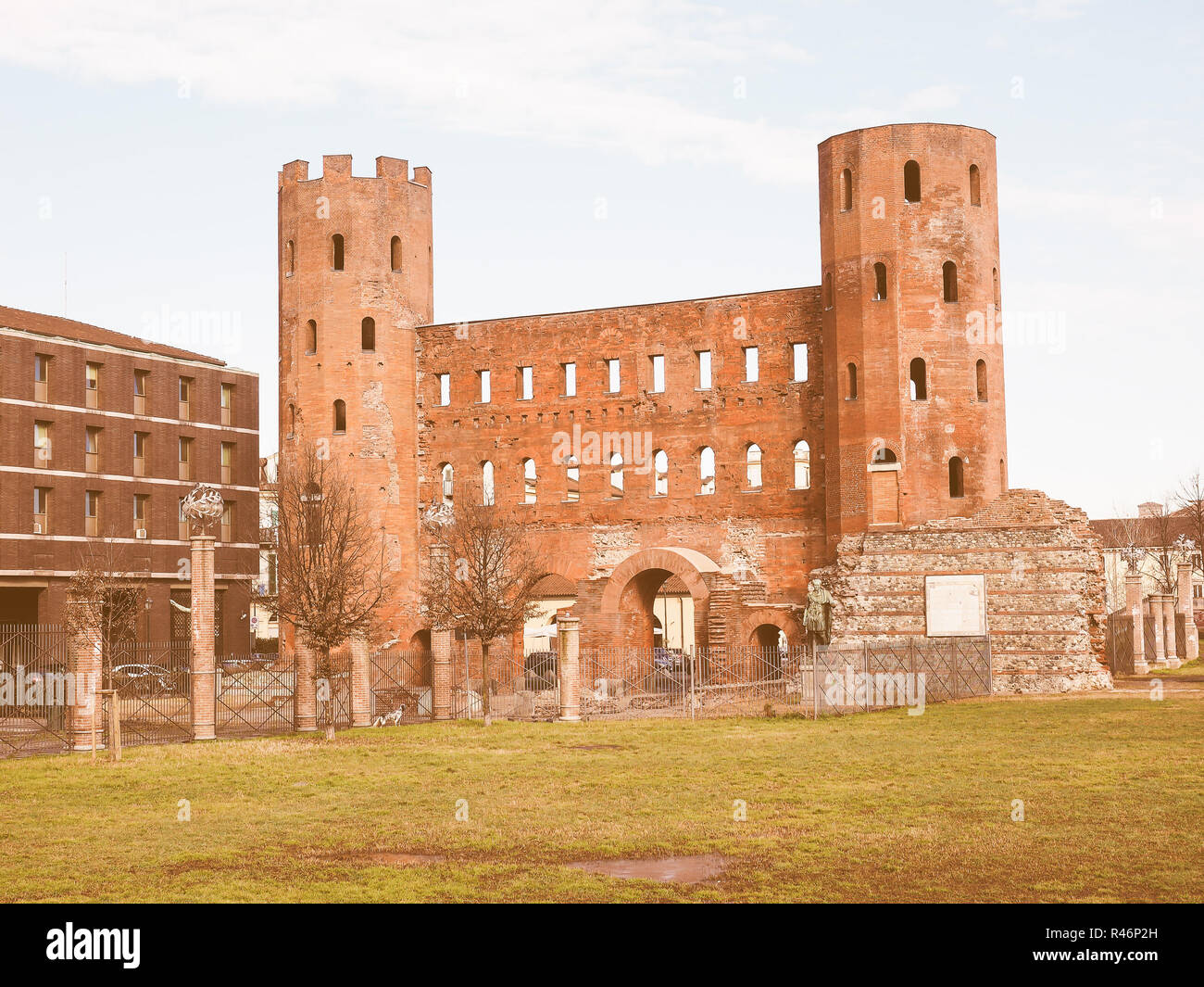 Retro looking Torri Palatine Turin Stock Photo - Alamy