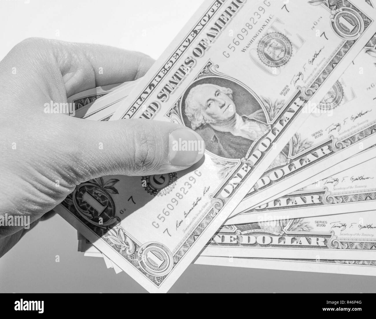 Black and white Dollar notes Stock Photo - Alamy