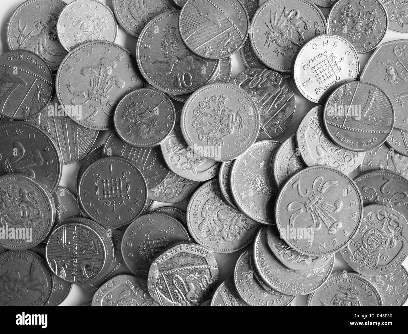 English pound coins Black and White Stock Photos & Images - Alamy