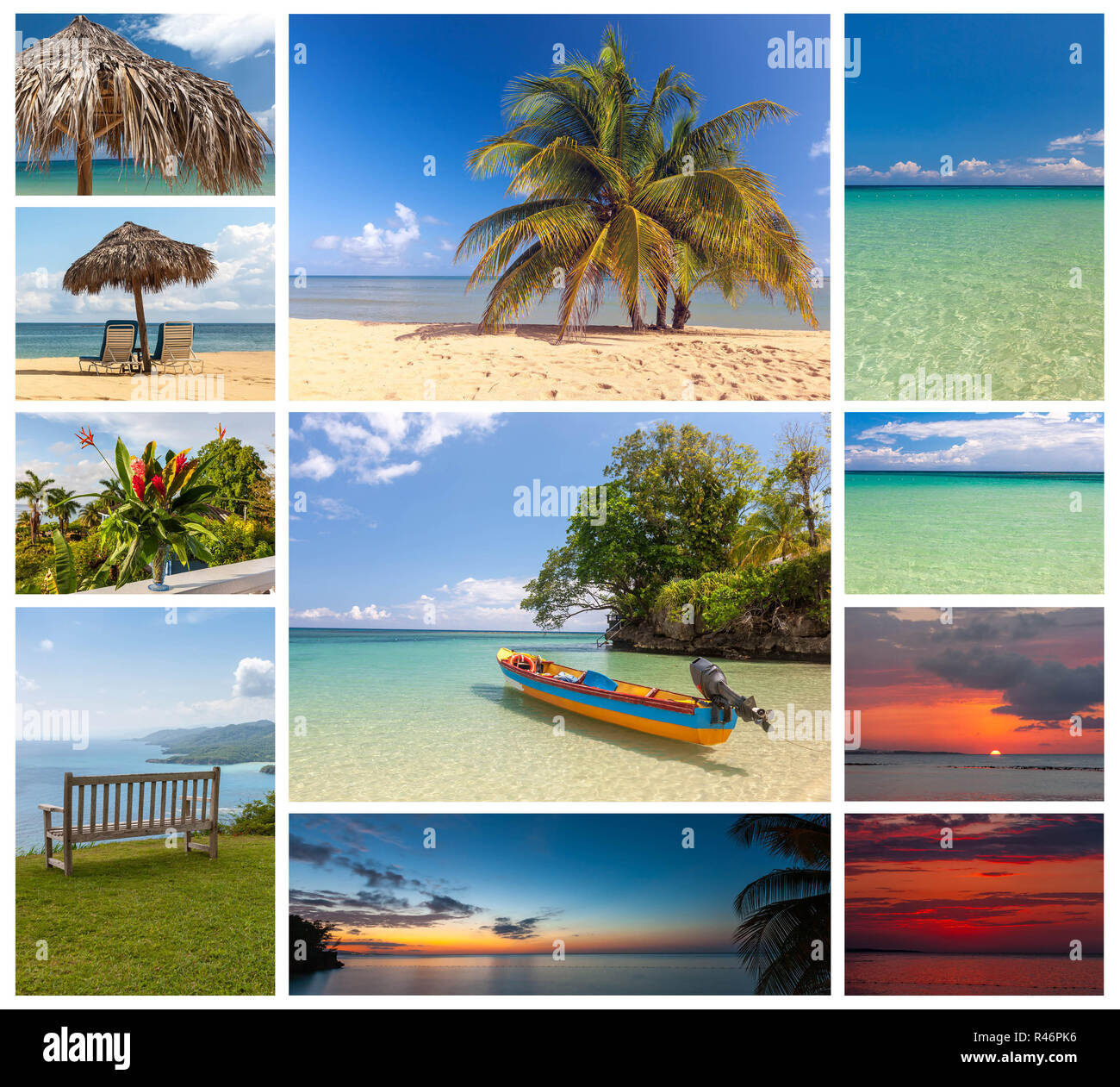 Collage of beach holiday scenes Stock Photo - Alamy