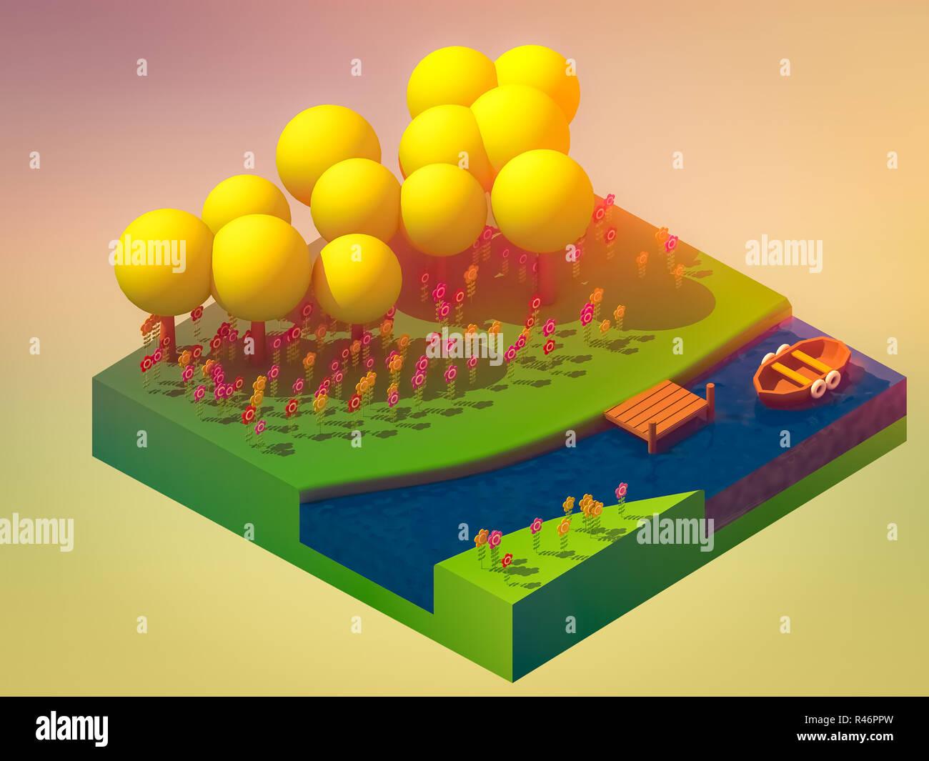 isometric nature and landscape Stock Photo - Alamy