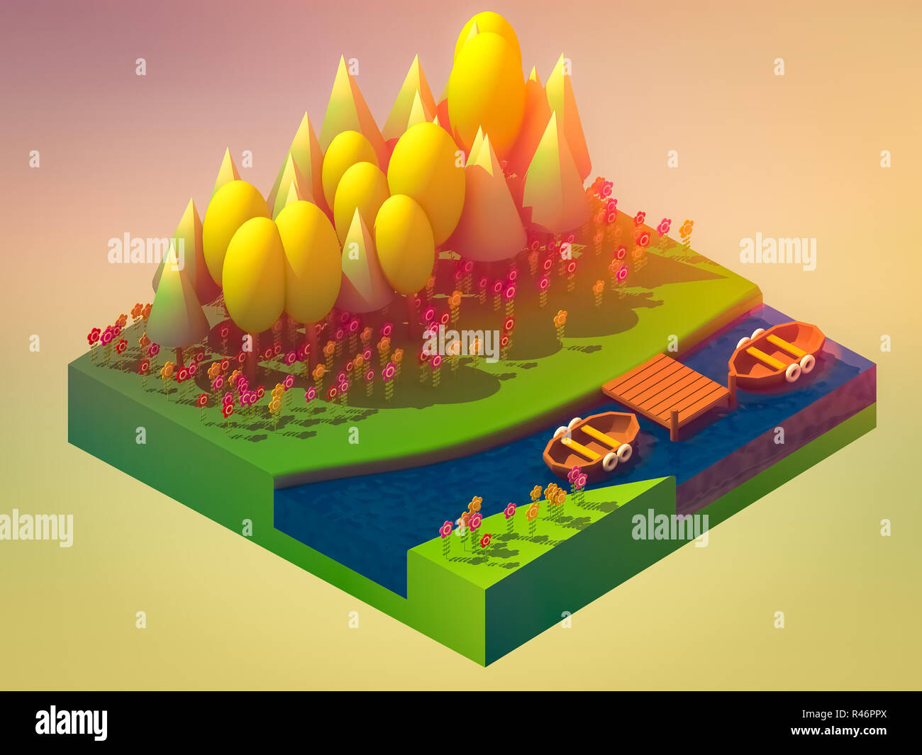 isometric nature and landscape Stock Photo - Alamy