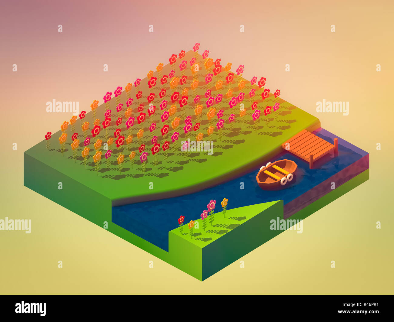 isometric nature and landscape Stock Photo - Alamy