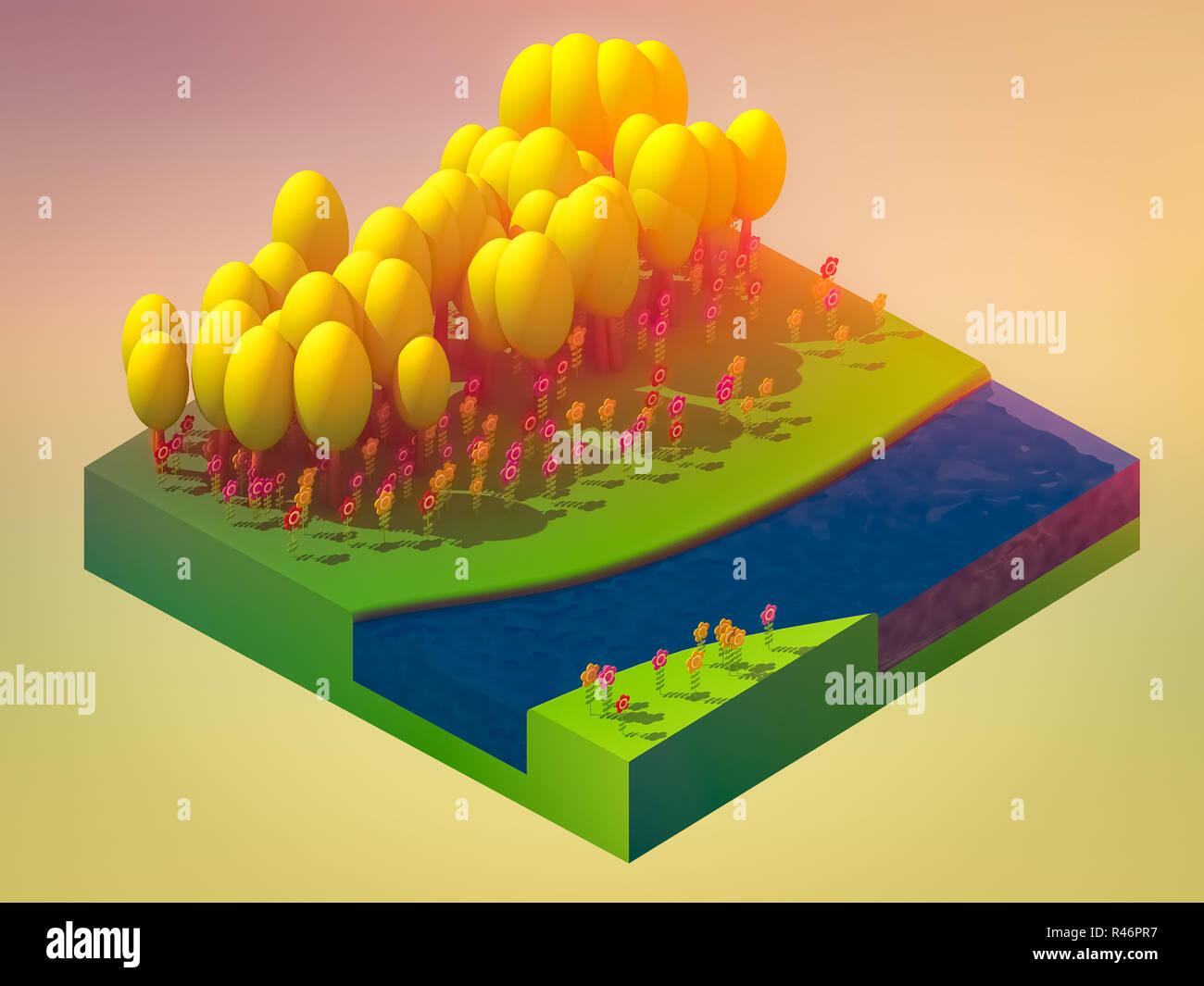 isometric nature and landscape Stock Photo - Alamy