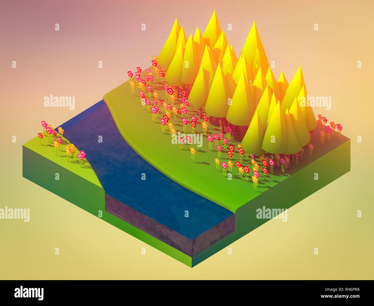 isometric nature and landscape Stock Photo - Alamy