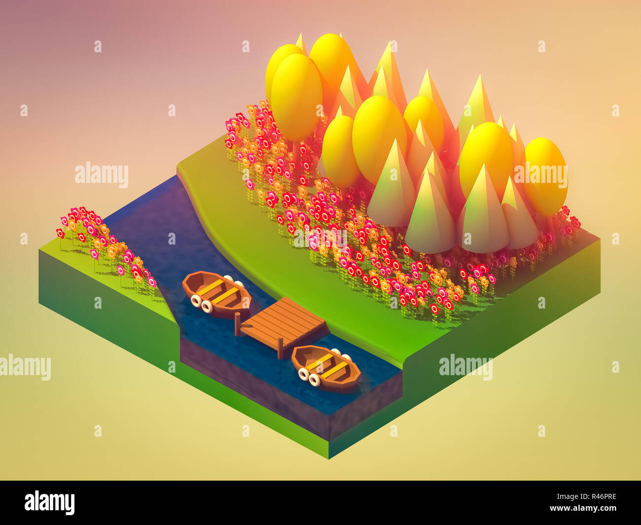 isometric nature and landscape Stock Photo - Alamy