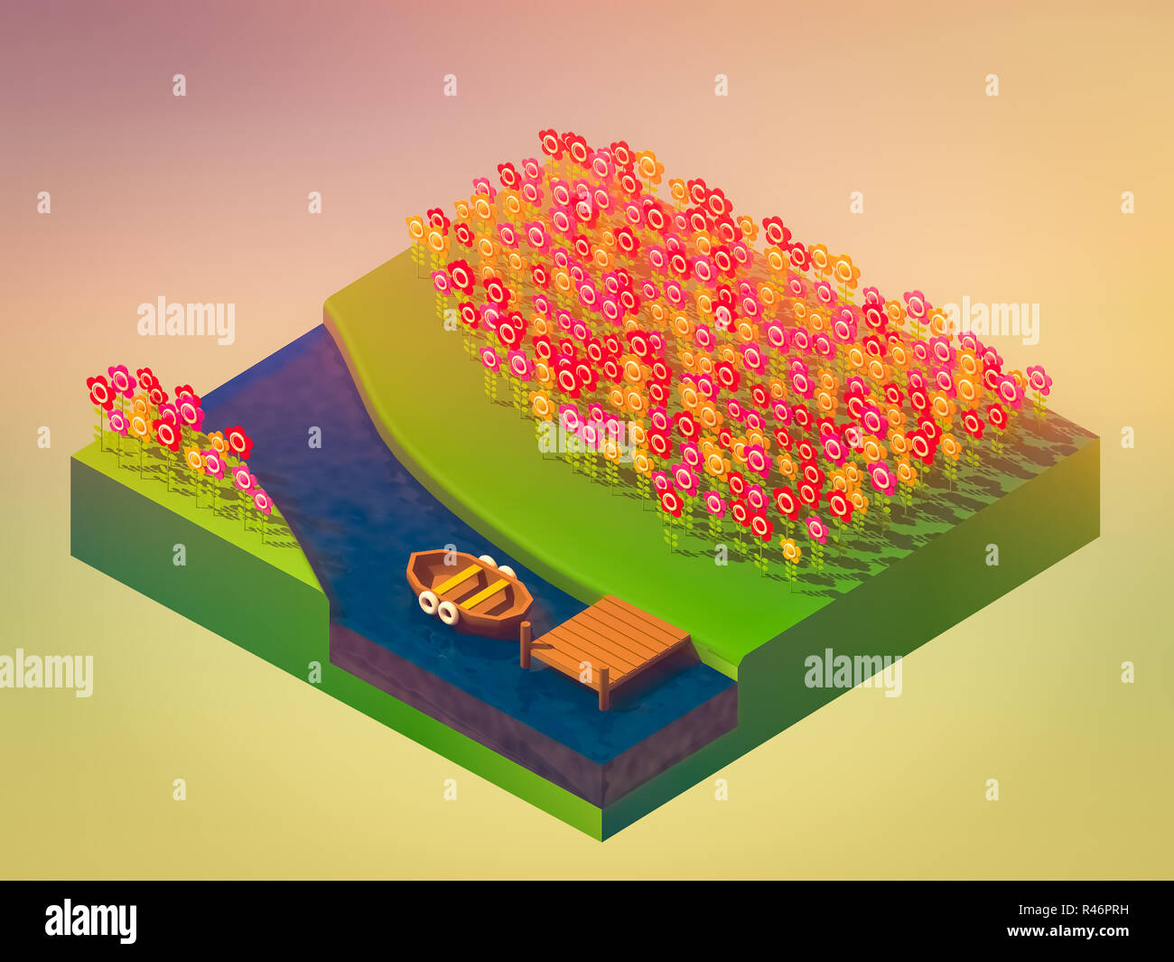 isometric nature and landscape Stock Photo - Alamy