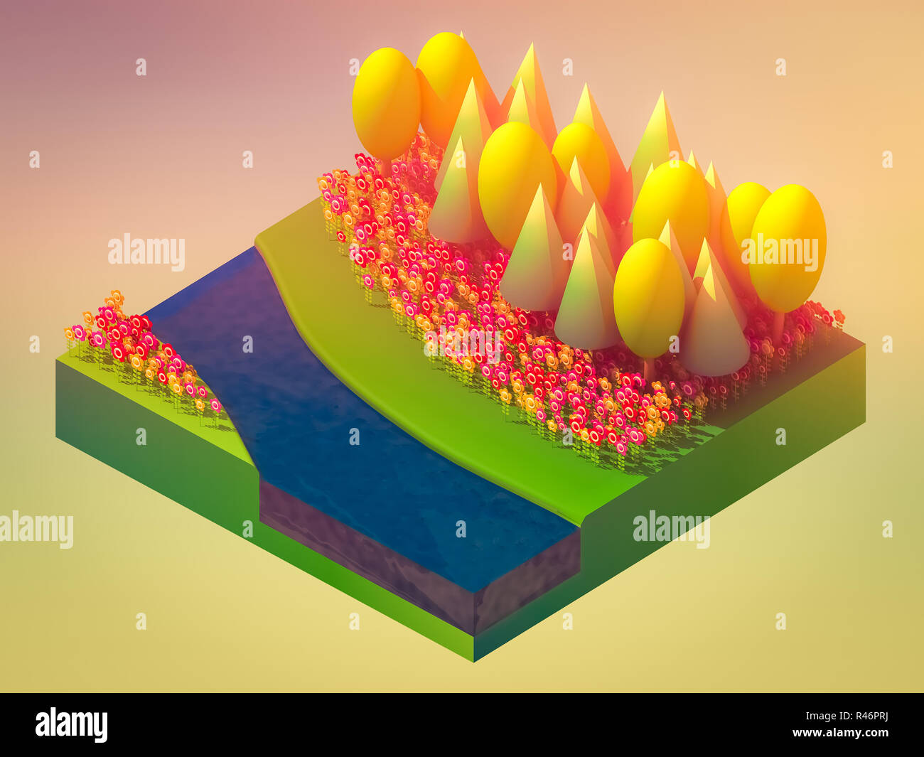 isometric nature and landscape Stock Photo - Alamy