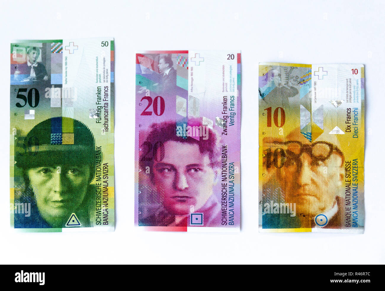Swiss Francs on a White Background Stock Photo - Alamy