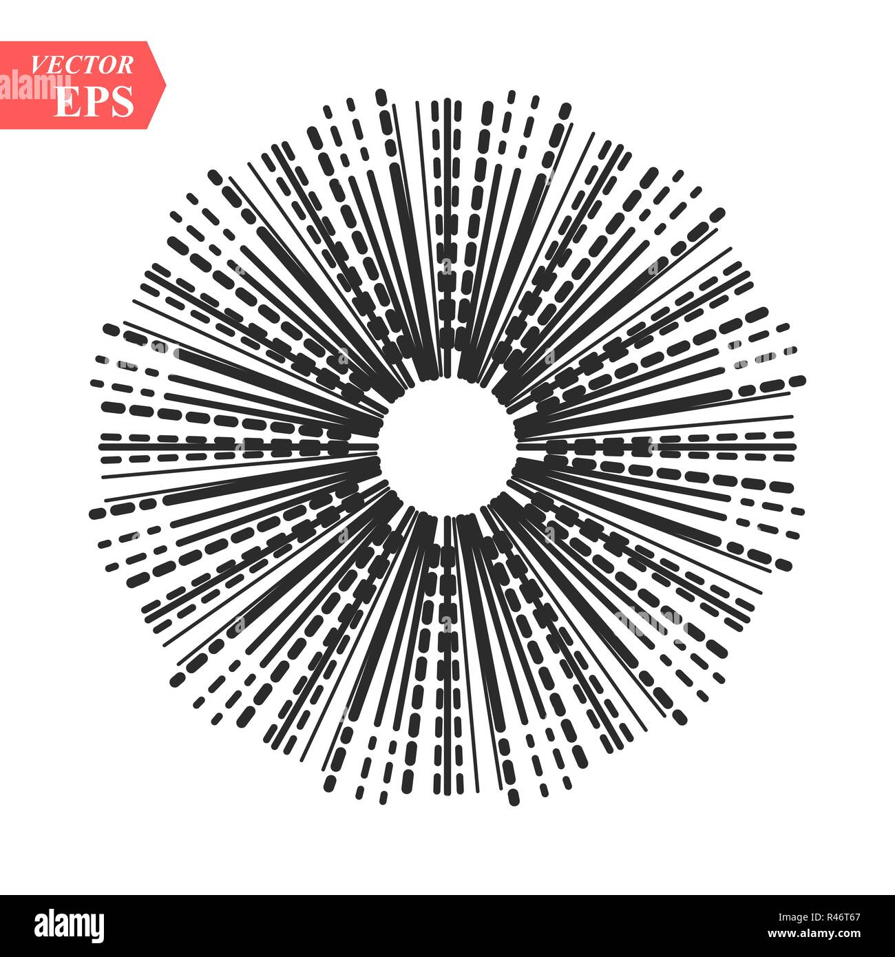 Linear drawing of radial sun rays in vintage style isolated on white ...