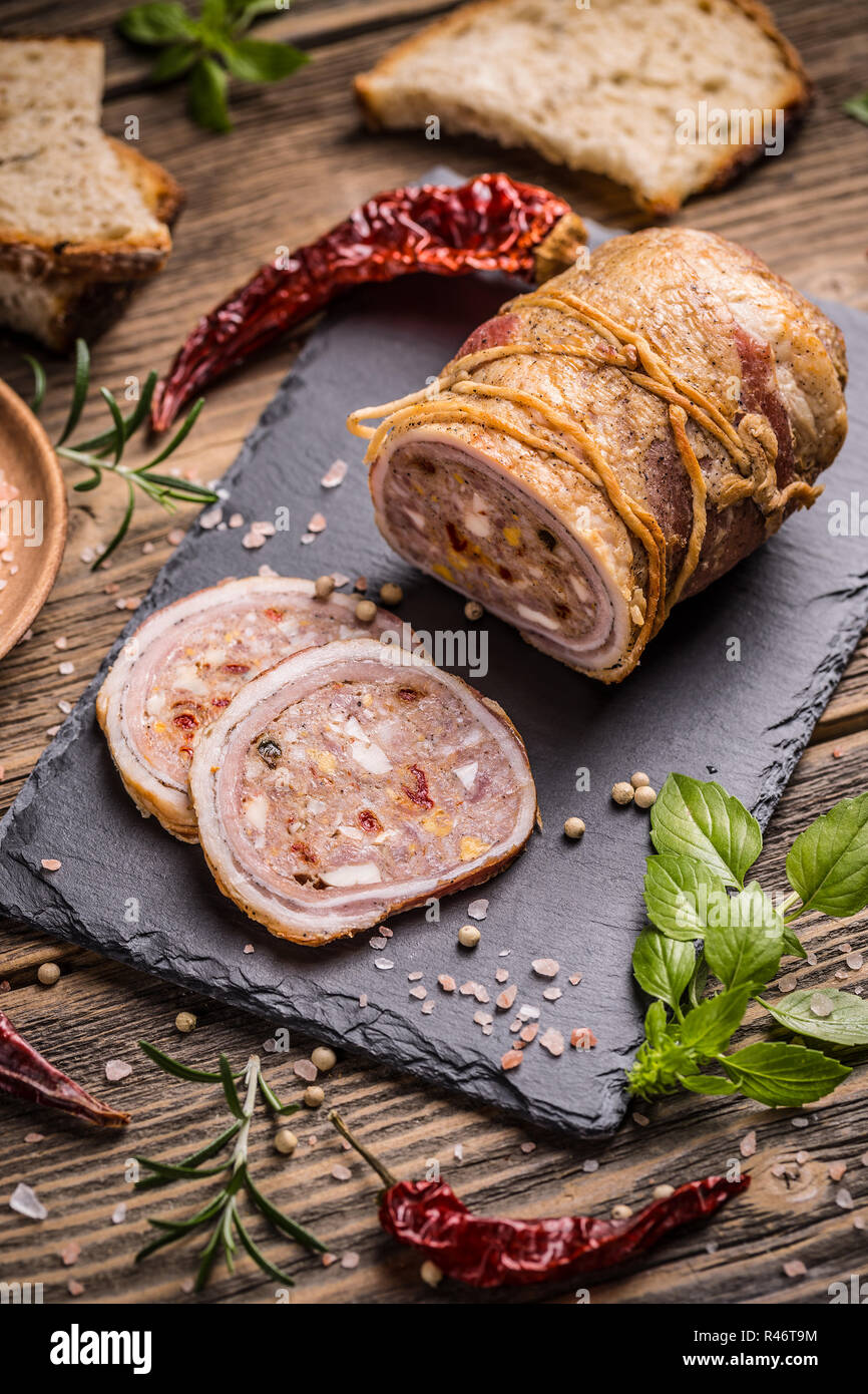 Stuffed meat roll Stock Photo - Alamy