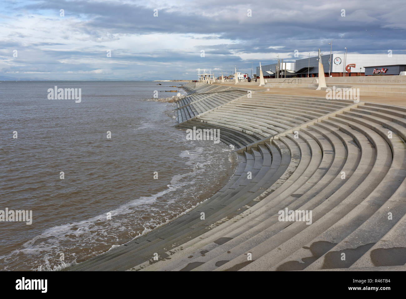 Precast concrete stepped revetment, part of Coastal flood defences in ...